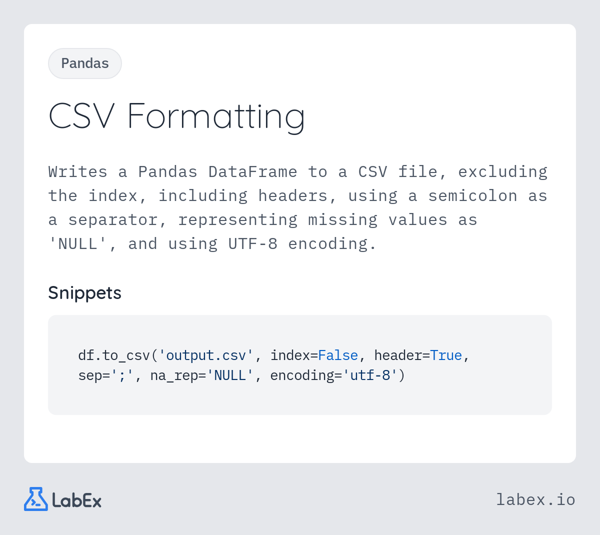 CSV Formatting