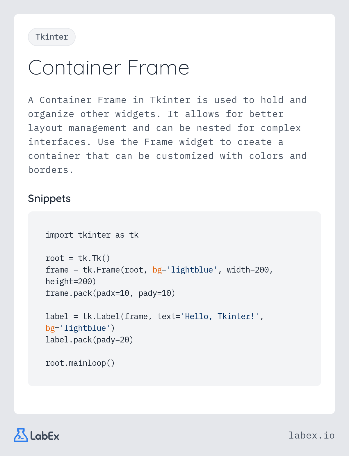 Container Frame